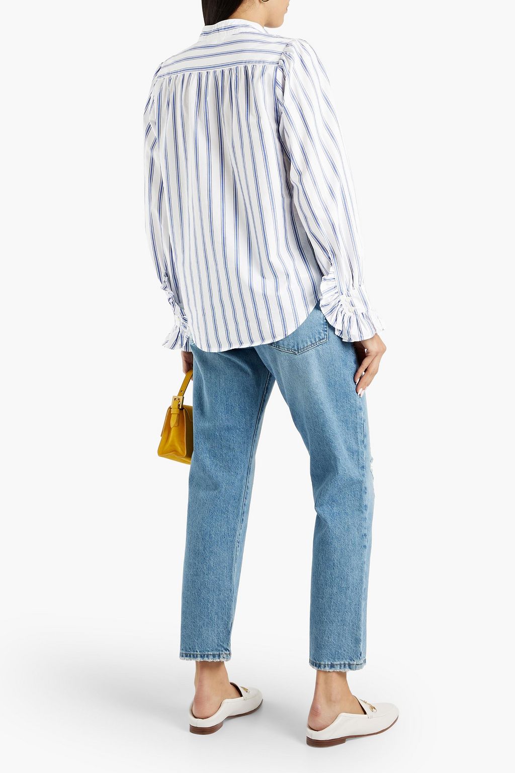 ALEX MILL Lee ruffle-trimmed striped cotton-poplin shirt | THE OUTNET