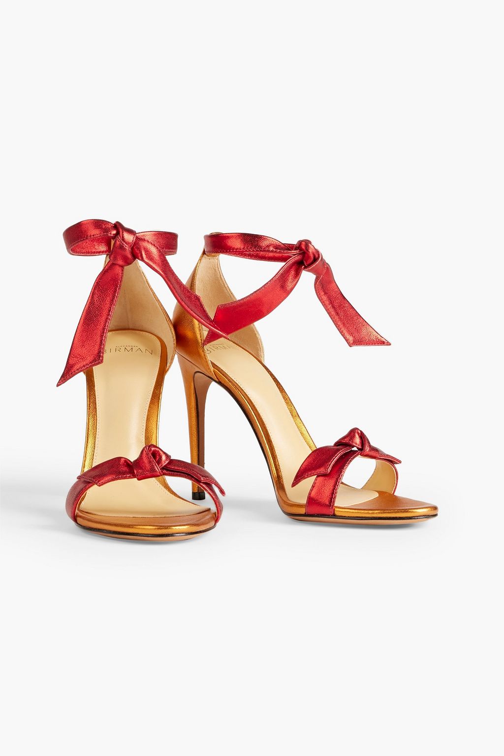 ALEXANDRE BIRMAN Clarita 75 bow-embellished metallic leather sandals ...
