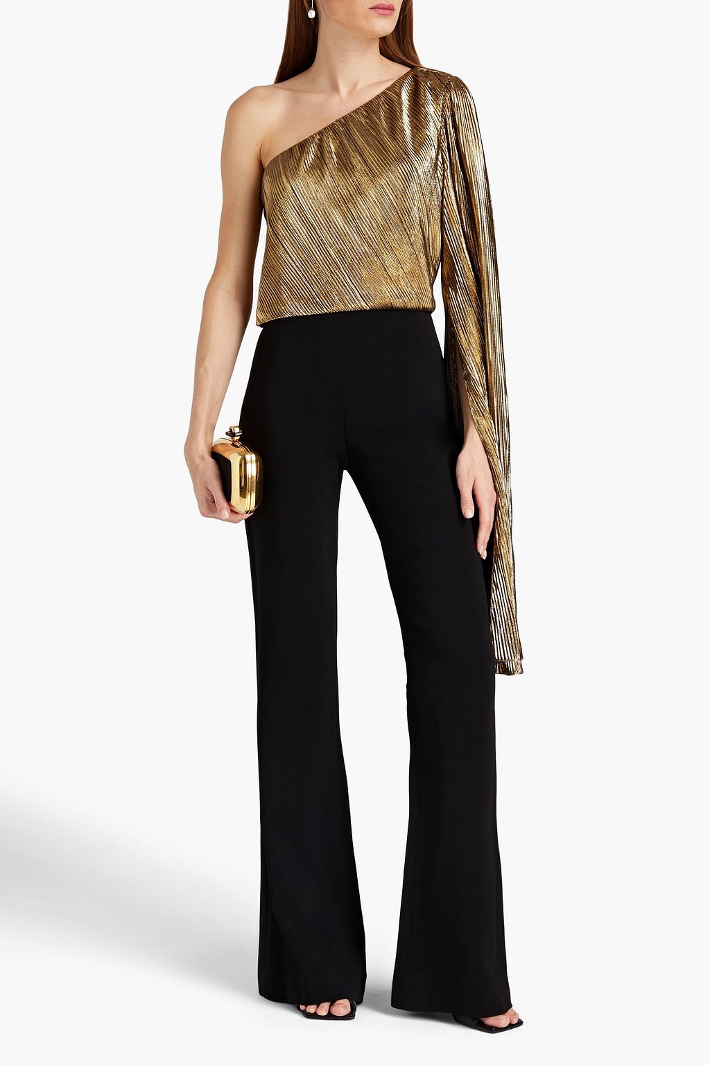 Semsem One Sleeve Cropped Plissé Lamé Top The Outnet