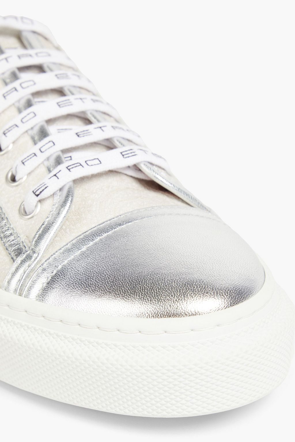 ETRO Metallic leather-trimmed jacquard sneakers | THE OUTNET