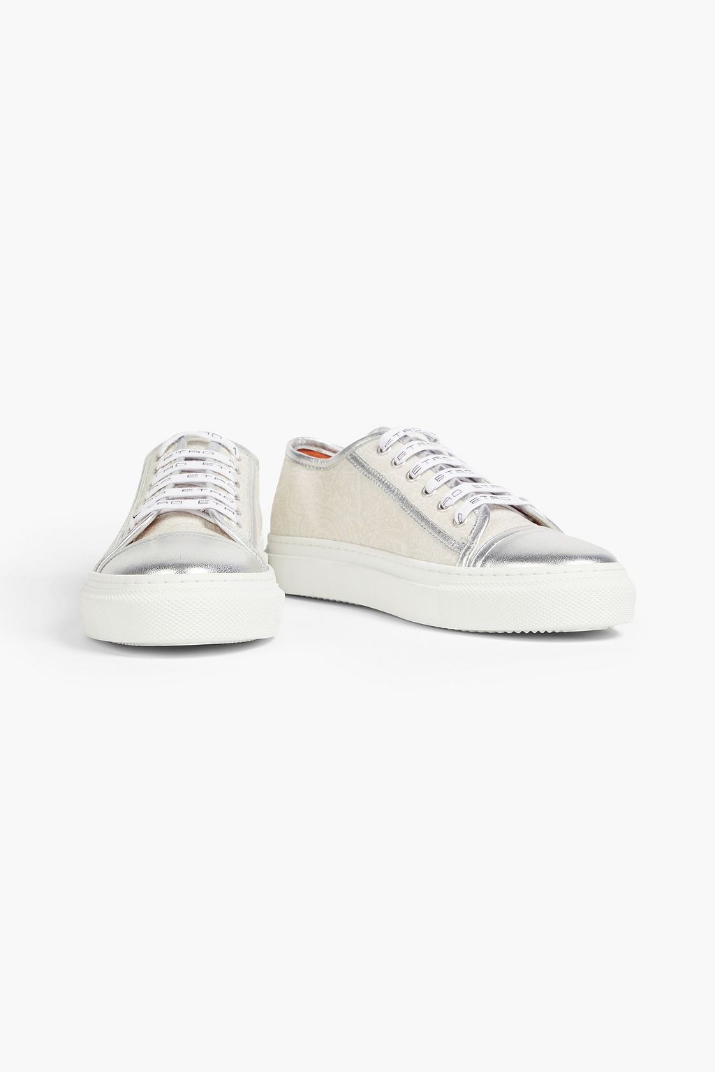 ETRO Metallic leather-trimmed jacquard sneakers | THE OUTNET