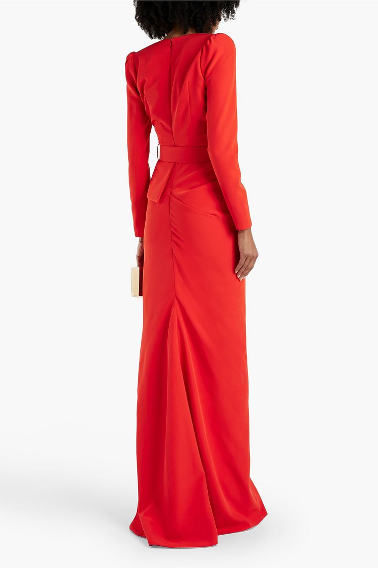 RHEA COSTA Belted draped crepe gown | THE OUTNET