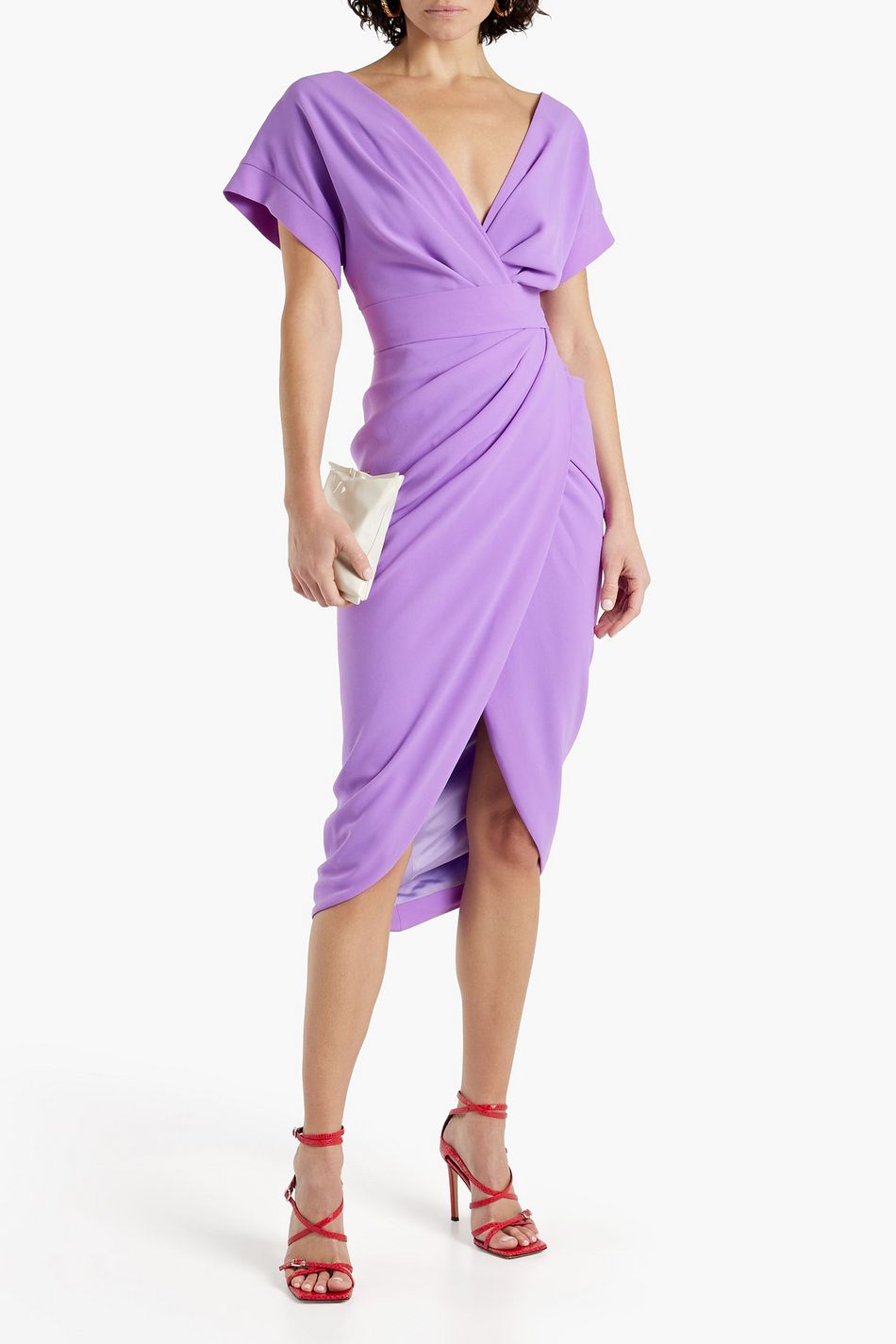 RHEA COSTA Belted draped crepe dress | THE OUTNET