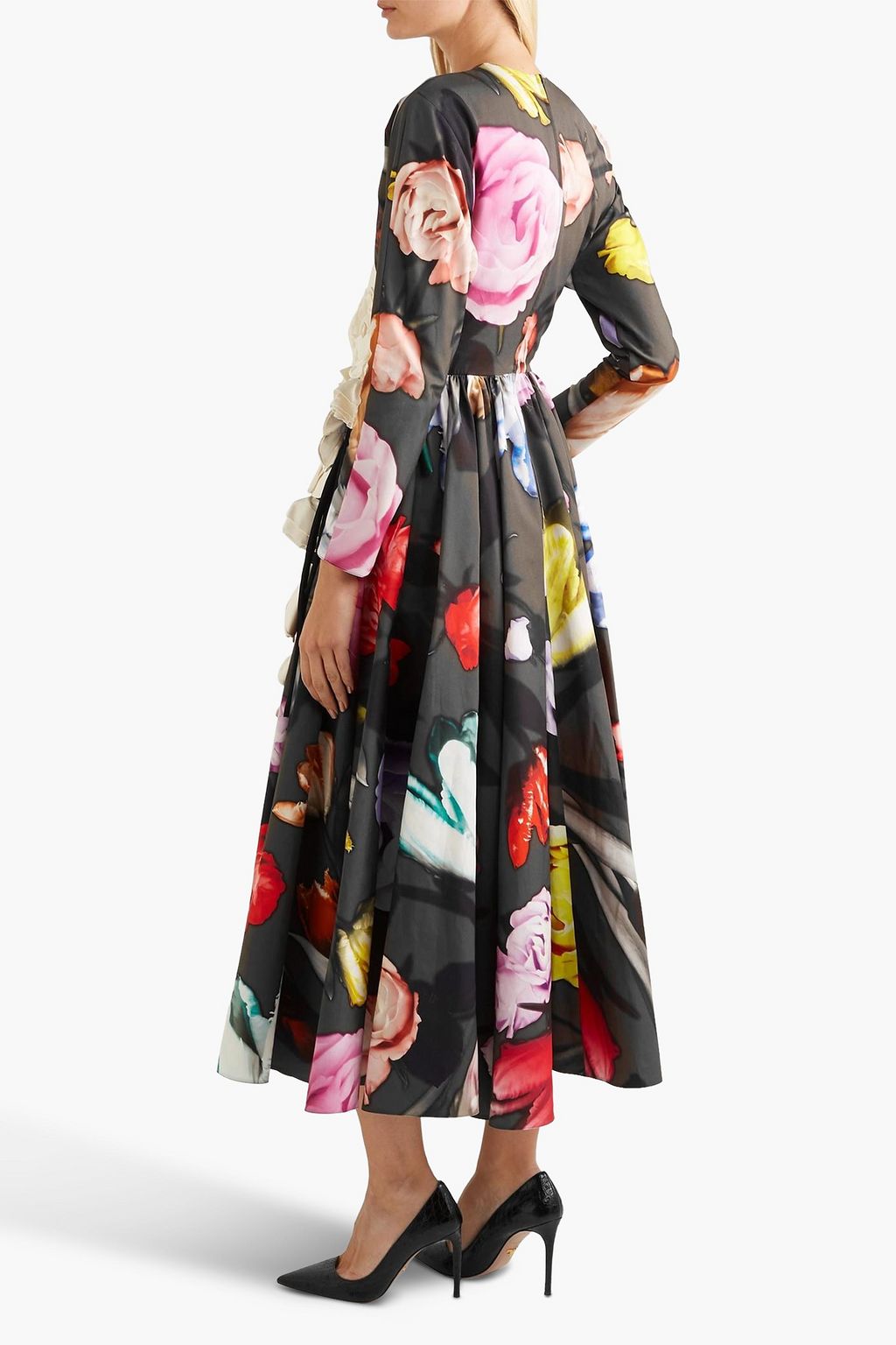 PRADA Appliquéd floral-print cotton-sateen gown | THE OUTNET