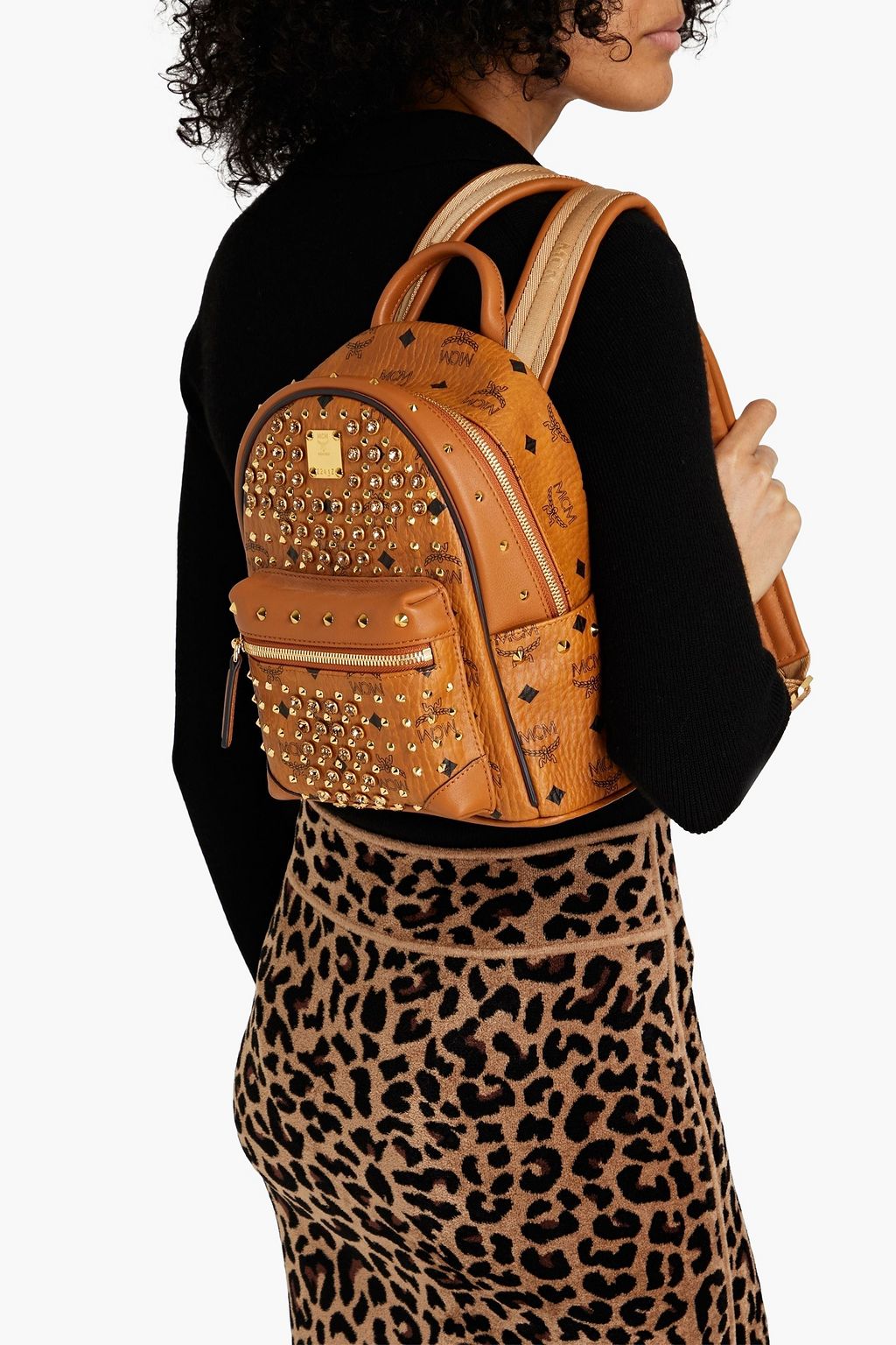 MCM Embellished faux pebbled-leather backpack | THE OUTNET