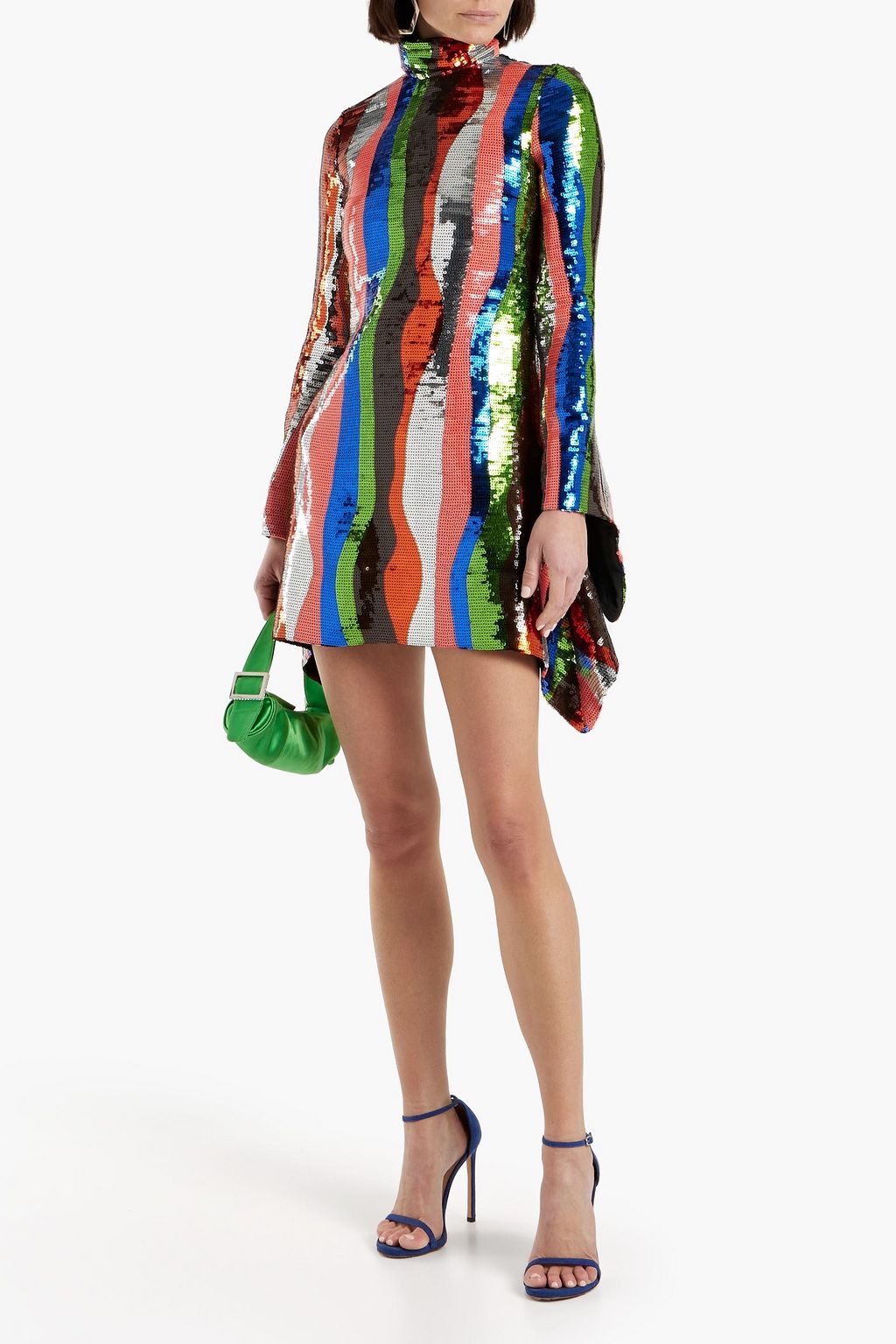 HALPERN Striped sequined satin mini dress | THE OUTNET