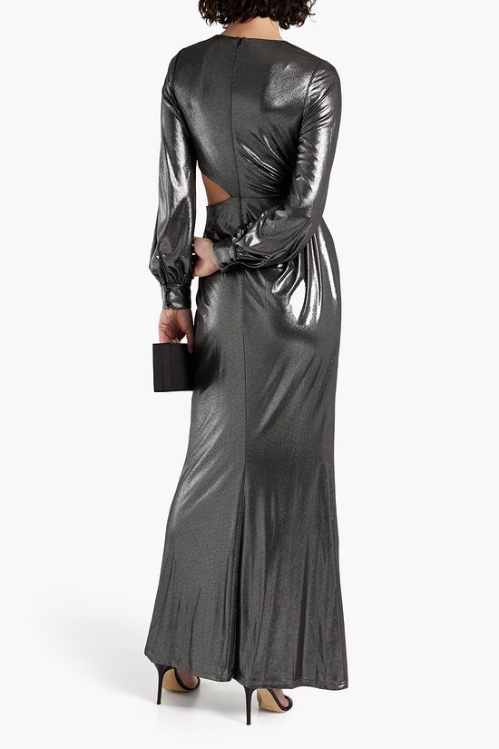 ONE33 SOCIAL Cutout metallic jersey gown | THE OUTNET