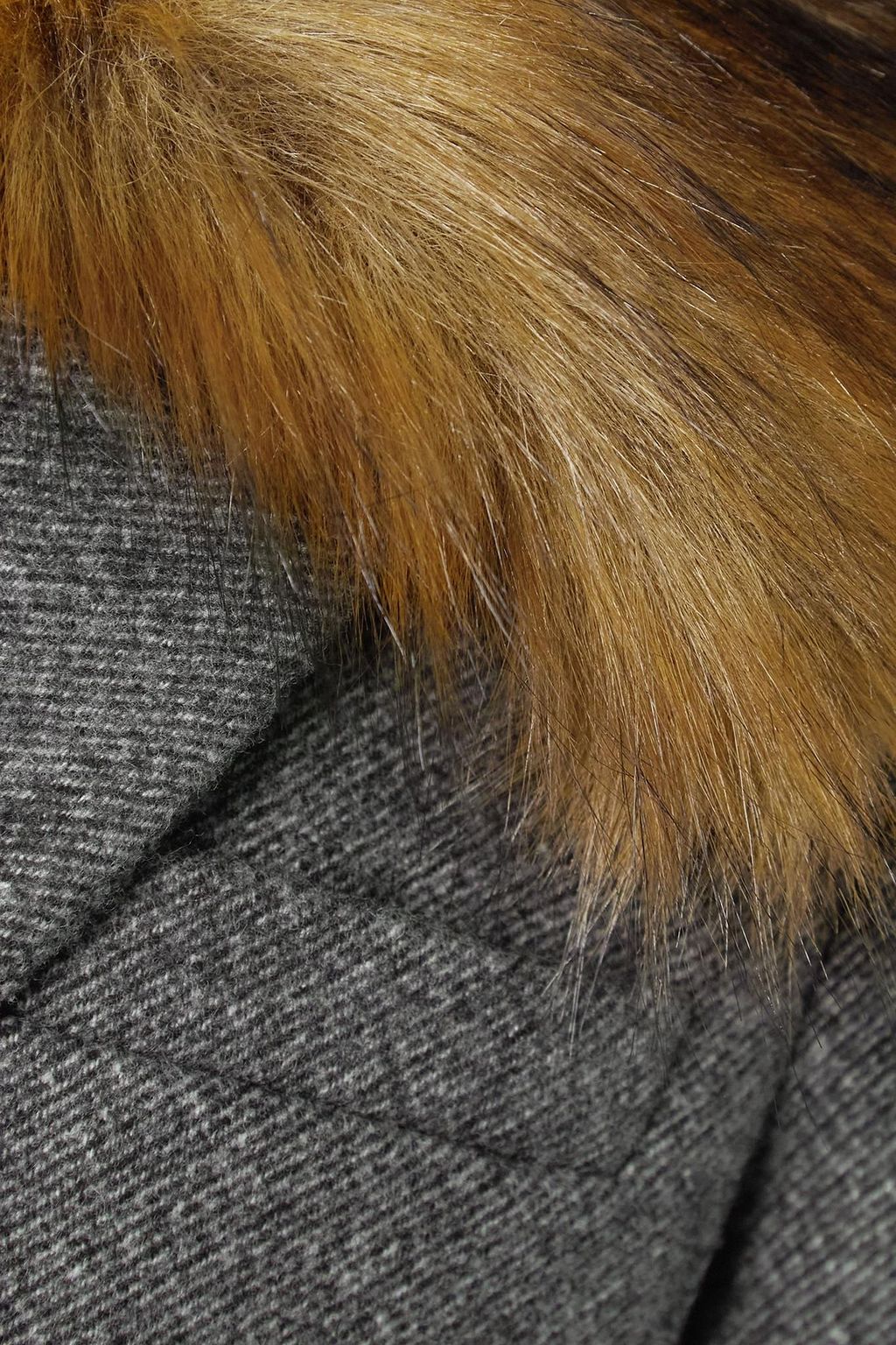 KHAITE Finna double-breasted faux fur-trimmed wool coat | THE OUTNET