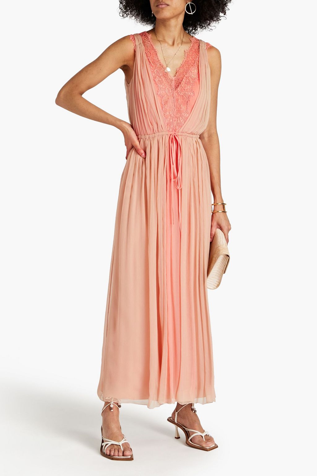 ALBERTA FERRETTI Gathered two-tone silk-crepon maxi dress | THE OUTNET