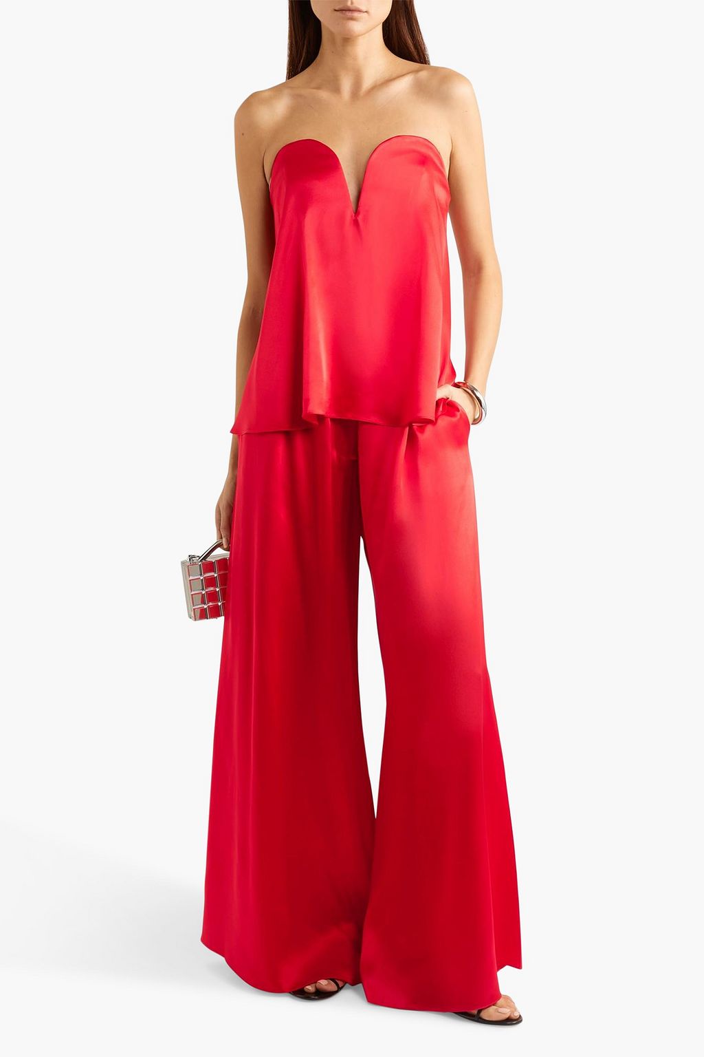 MICHAEL LO SORDO Layered silk-satin and faille bustier top | THE OUTNET