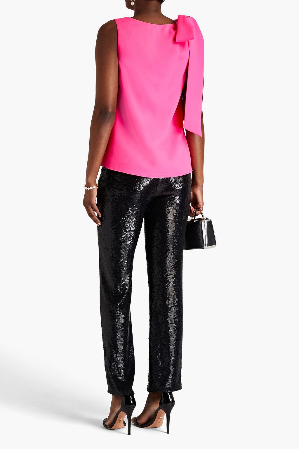 HALSTON Iliana draped neon crepe top | THE OUTNET