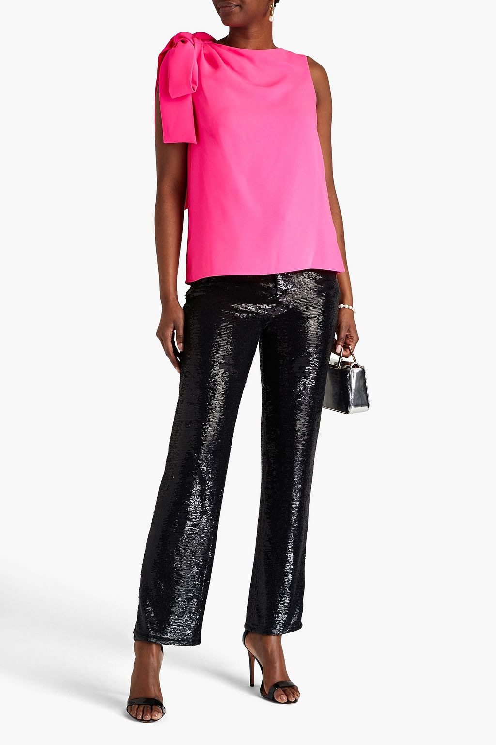 HALSTON Iliana draped neon crepe top | THE OUTNET