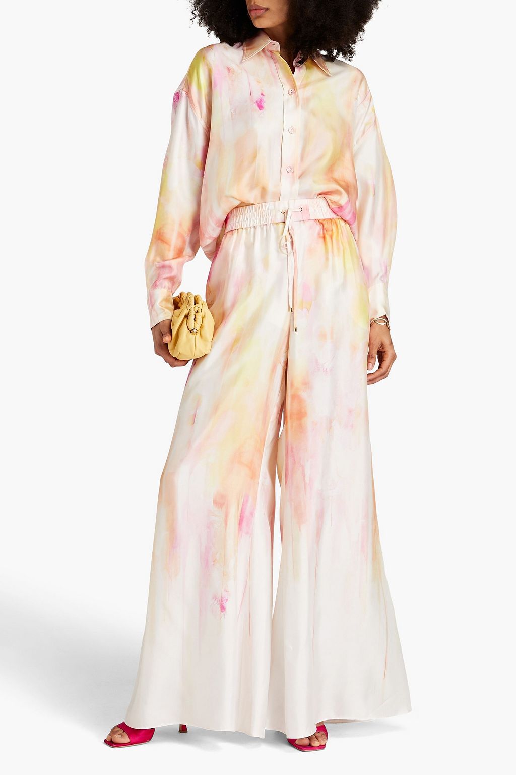 ZIMMERMANN Printed silk-satin wide-leg pants | THE OUTNET