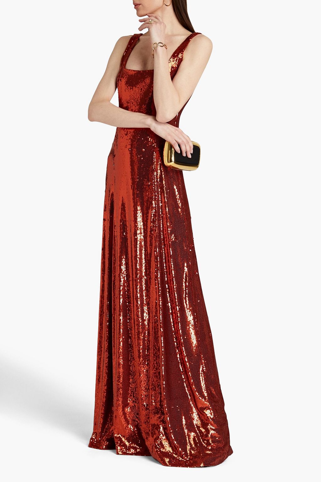 Halston Tiered Embellished Floral Print Chiffon Gown The Outnet