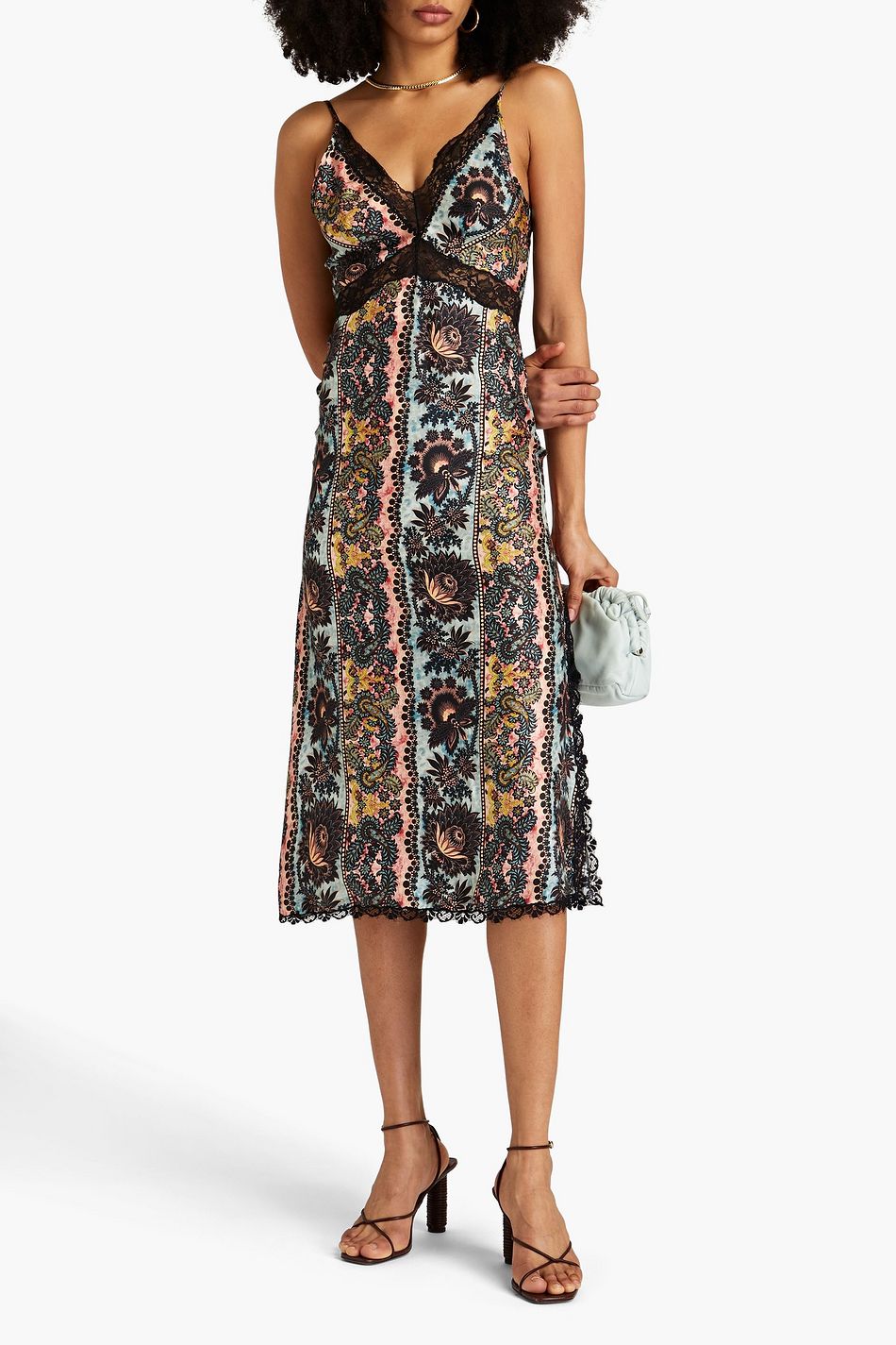 SANDRO Printed silk-twill midi dress | THE OUTNET