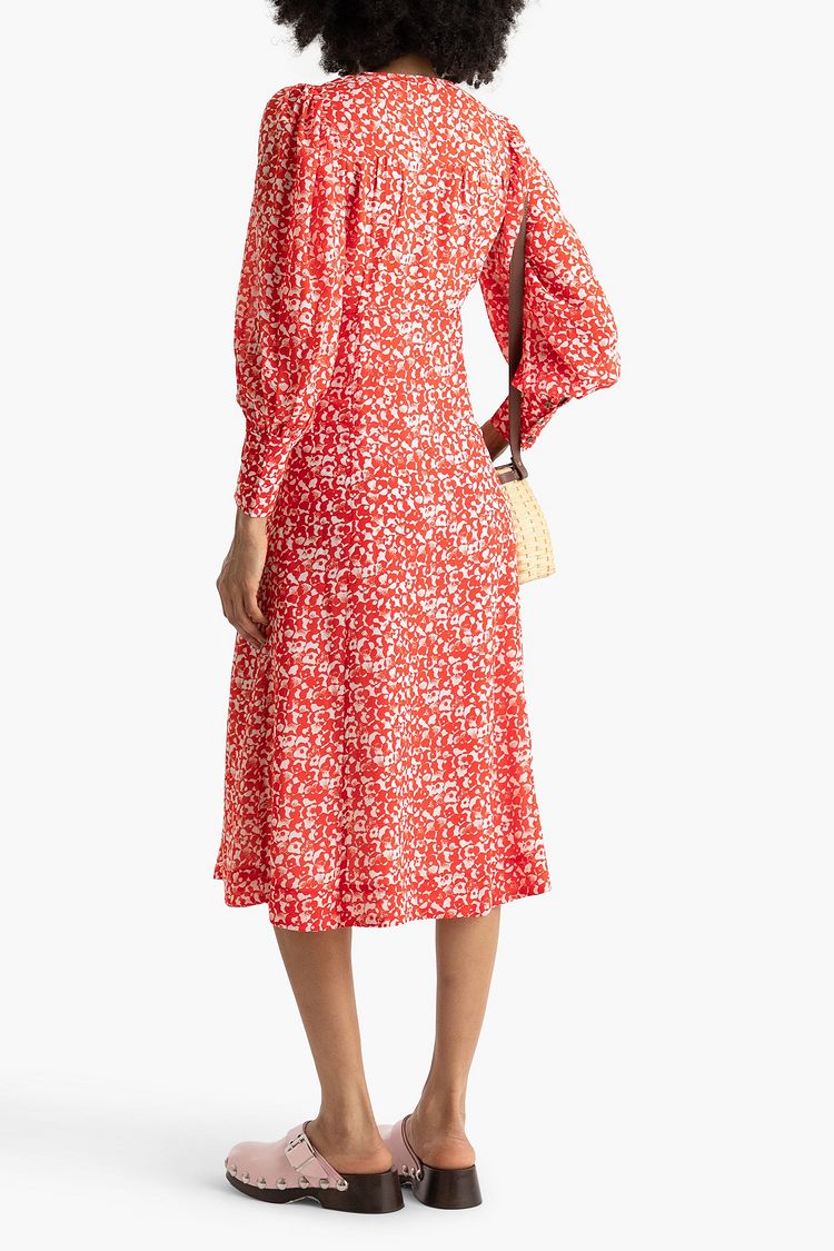 GANNI Printed crepe midi dress | THE OUTNET
