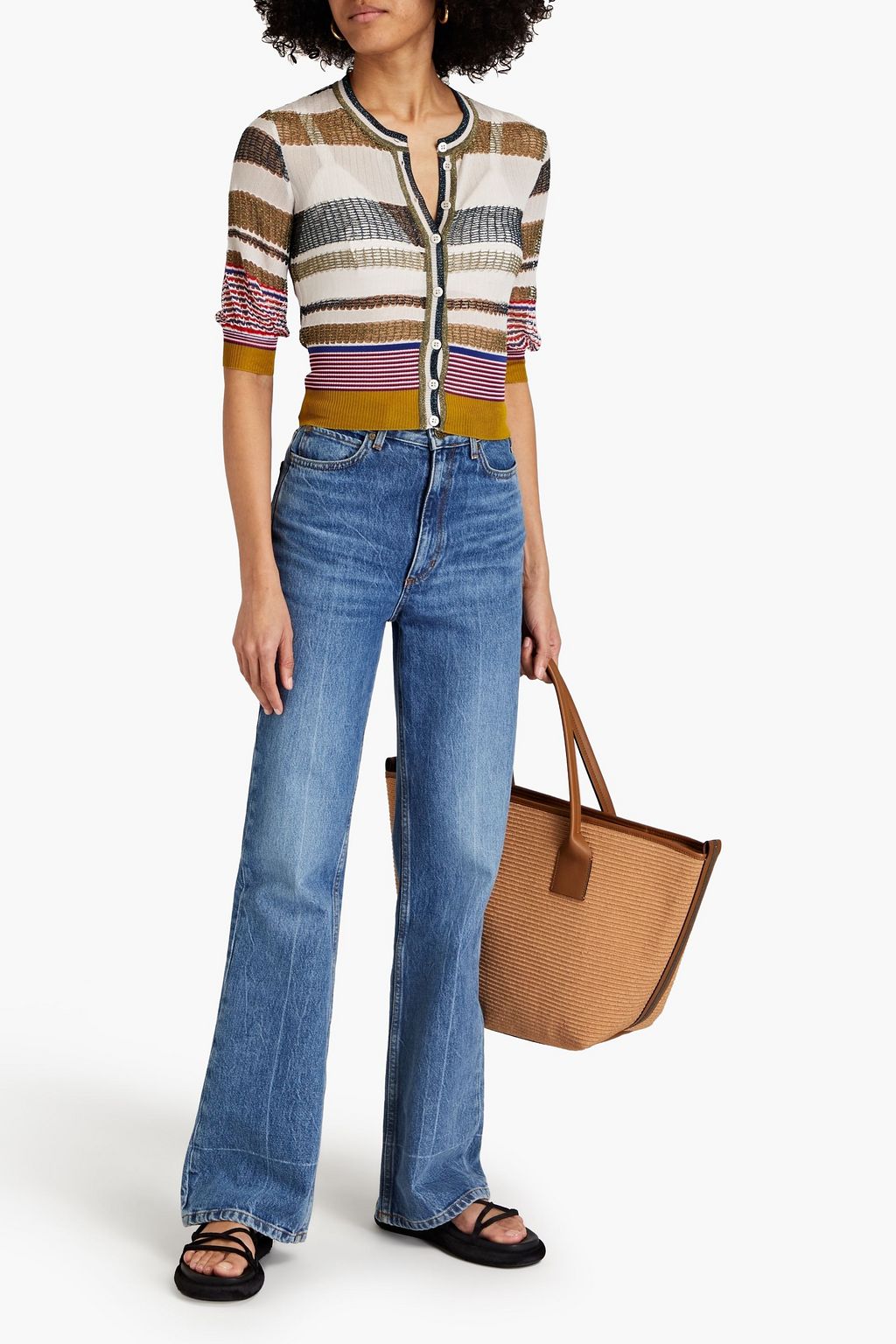 MISSONI Metallic striped crochet-knit cardigan | THE OUTNET