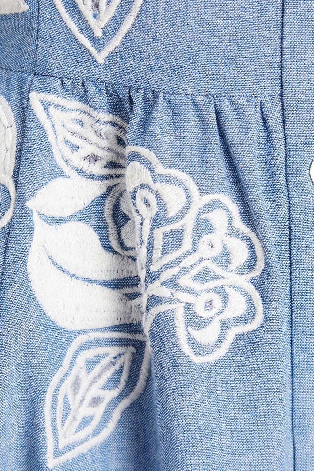 CAROLINA HERRERA Embroidered cotton-chambray midi shirt dress | THE OUTNET