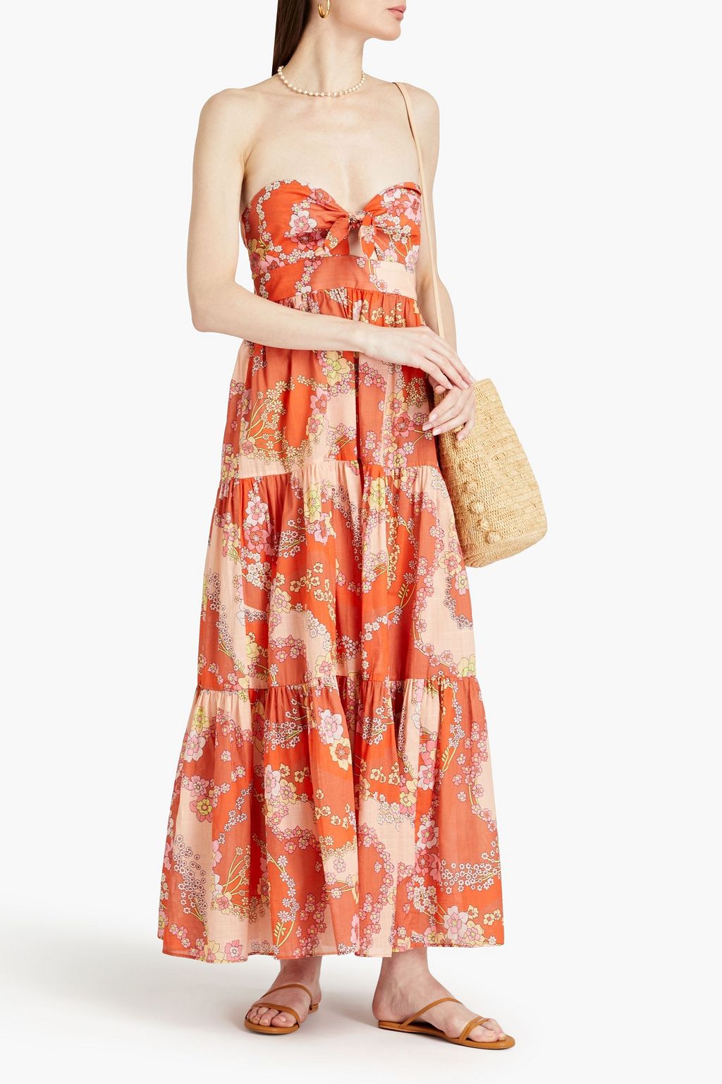 ZIMMERMANN Strapless floral-print cotton maxi dress | THE OUTNET