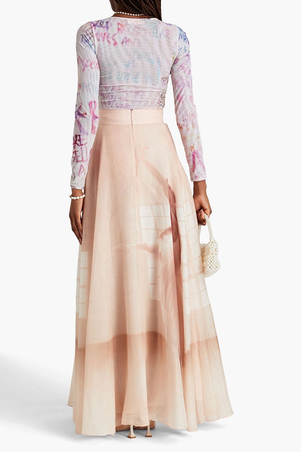 ZIMMERMANN Dancer printed stretch-tulle bodysuit | THE OUTNET