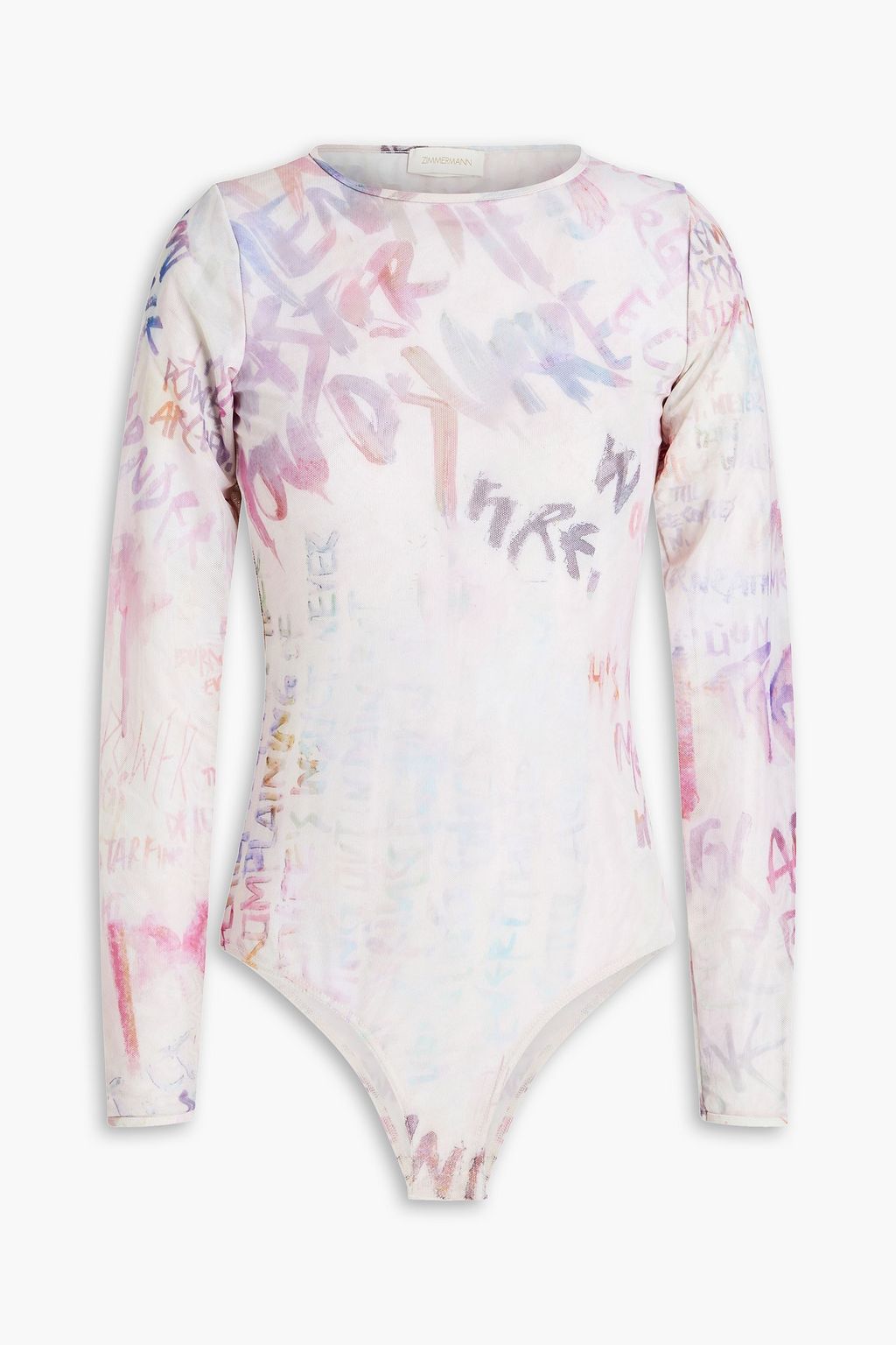 ZIMMERMANN Dancer printed stretch-tulle bodysuit | THE OUTNET