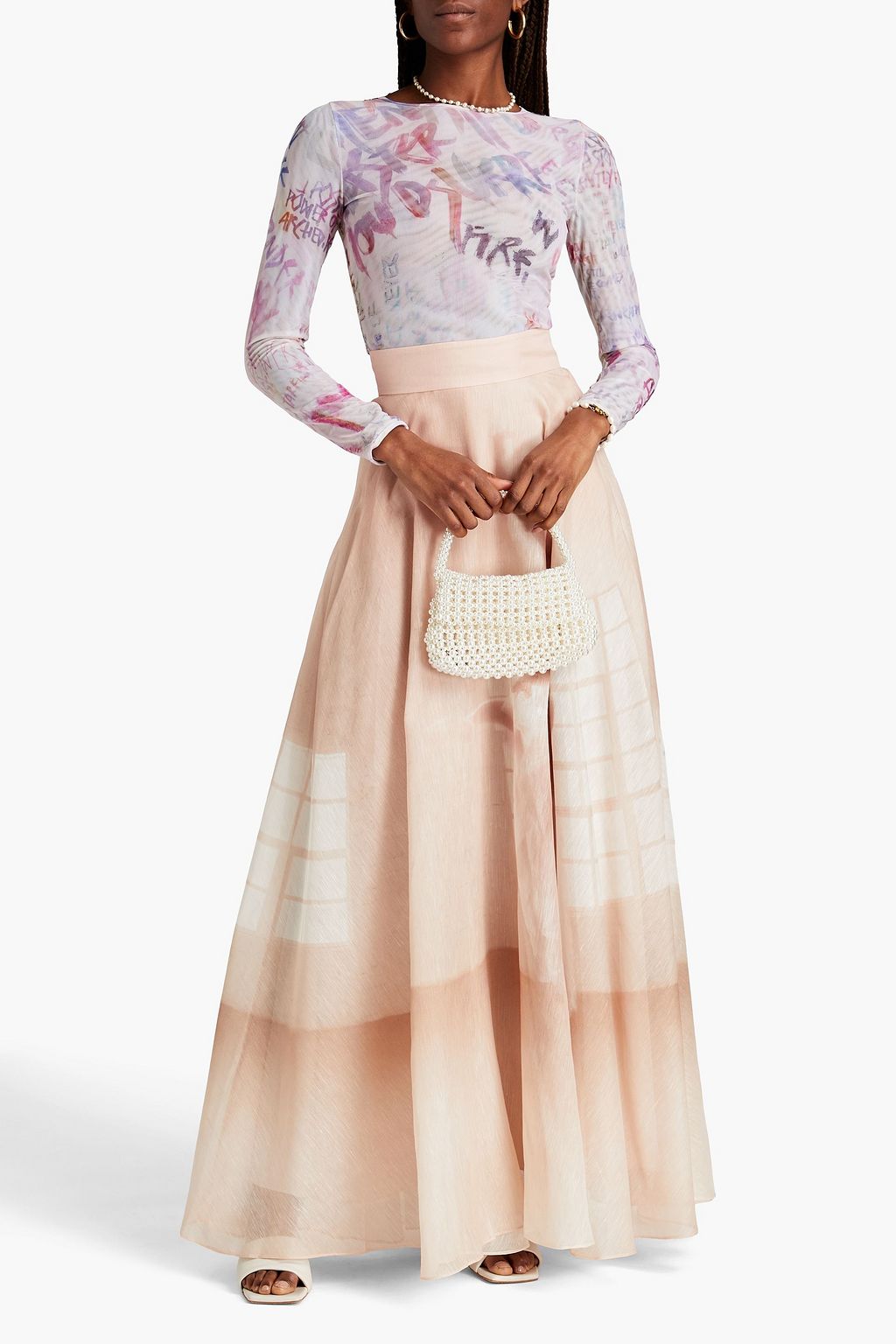 ZIMMERMANN Dancer printed stretch-tulle bodysuit | THE OUTNET