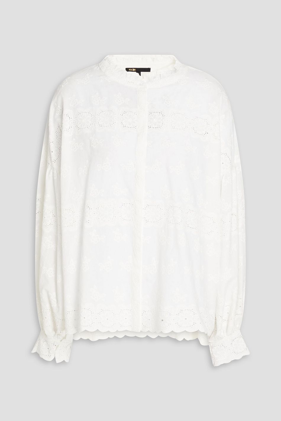 MAJE Ruffle-trimmed broderie anglaise cotton blouse | THE OUTNET