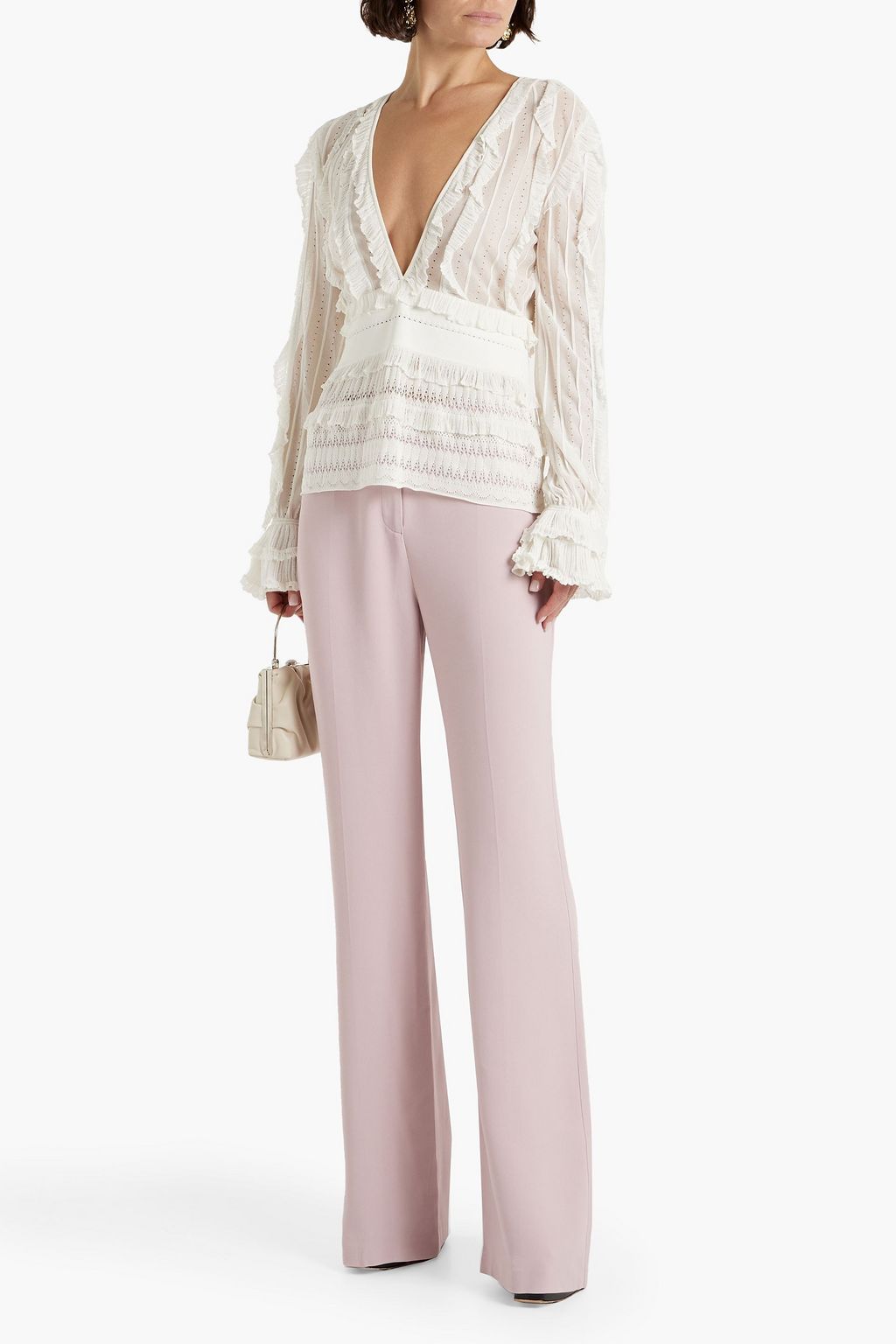 ZUHAIR MURAD Ruffled pointelle-knit top | THE OUTNET