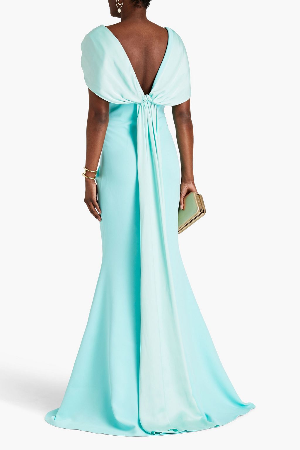 SAFIYAA Lola geraffte Robe aus Stretch-Crêpe mit Satineinsatz | THE OUTNET