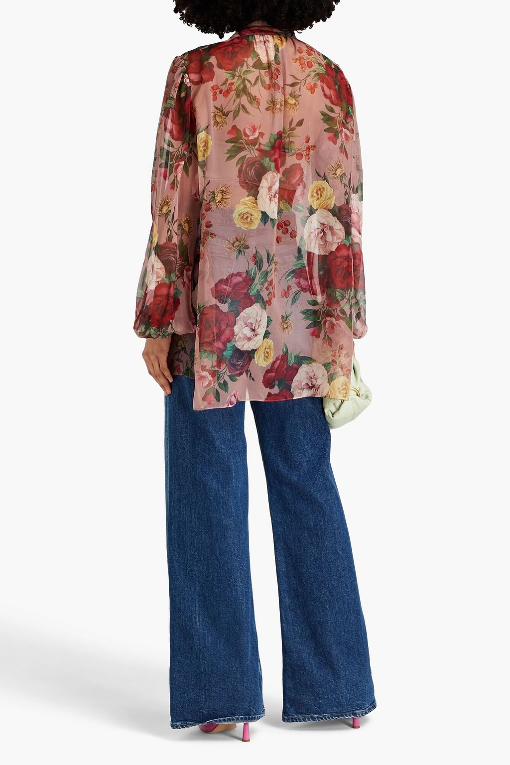 Dolceandgabbana Pussy Bow Floral Print Silk Chiffon Blouse The Outnet
