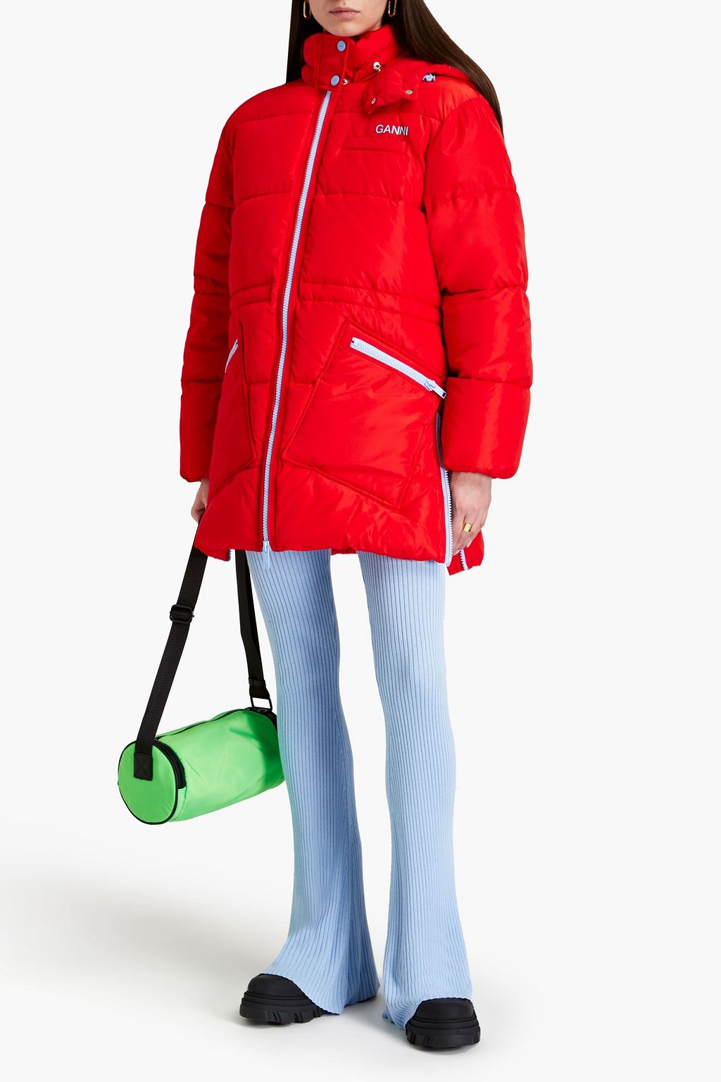 GANNI Quilted padded shell hooded coat | THE OUTNET
