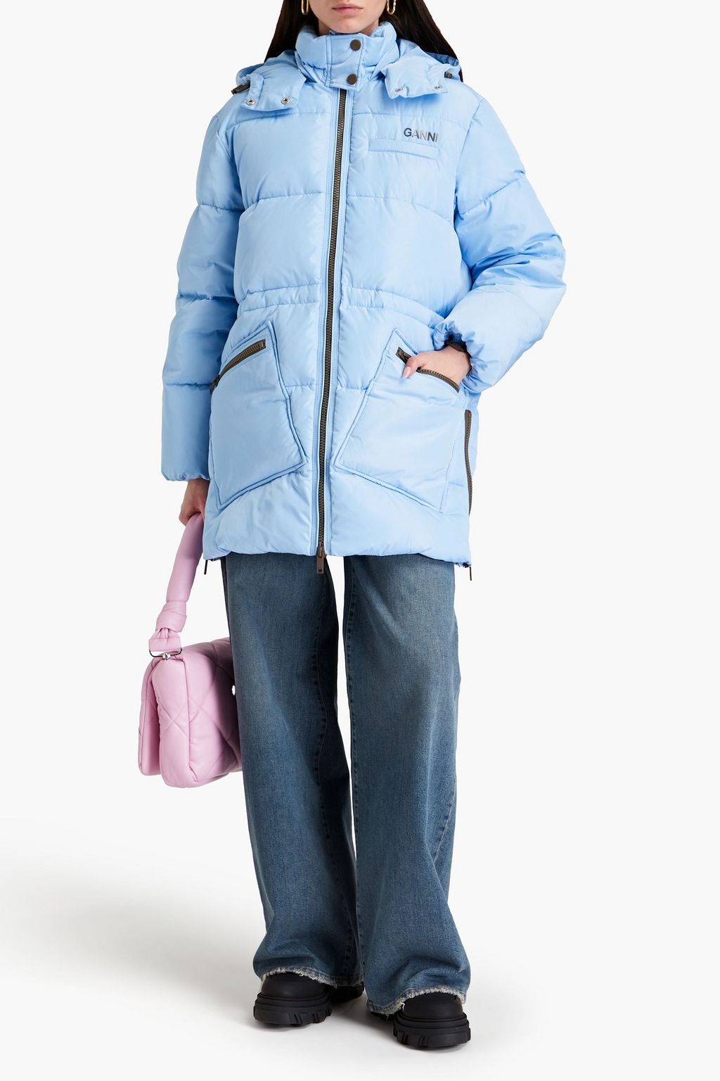 GANNI Quilted padded shell hooded coat | THE OUTNET