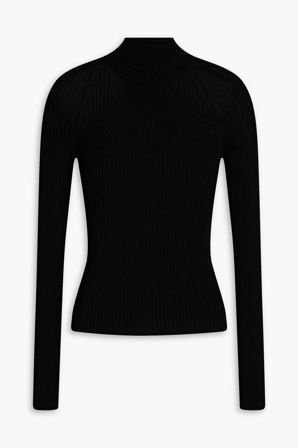 MSGM Cutout ribbed and cable-knit turtleneck sweater | THE OUTNET