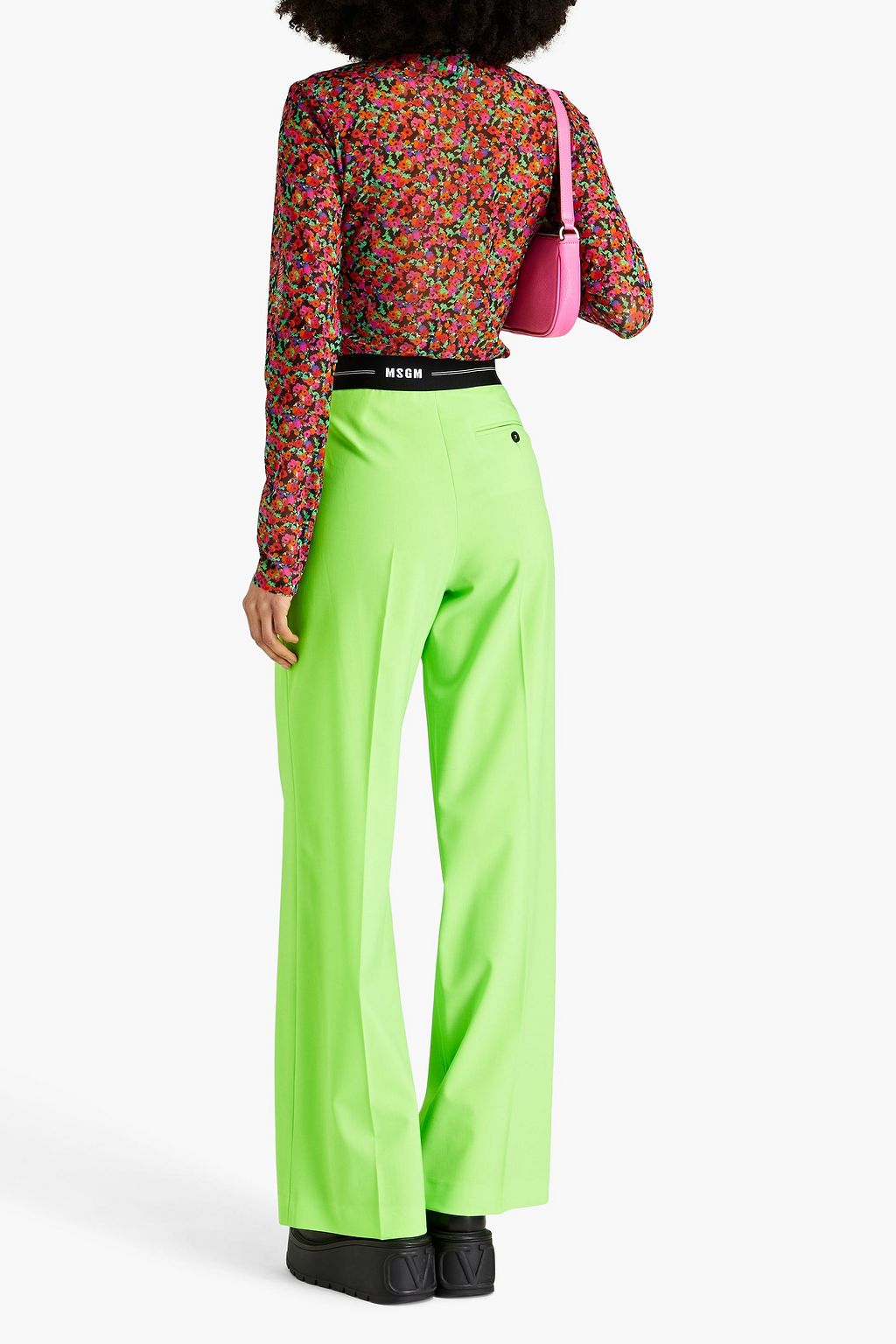 MSGM Rollkragenoberteil aus Stretch-Mesh mit floralem Print | THE OUTNET