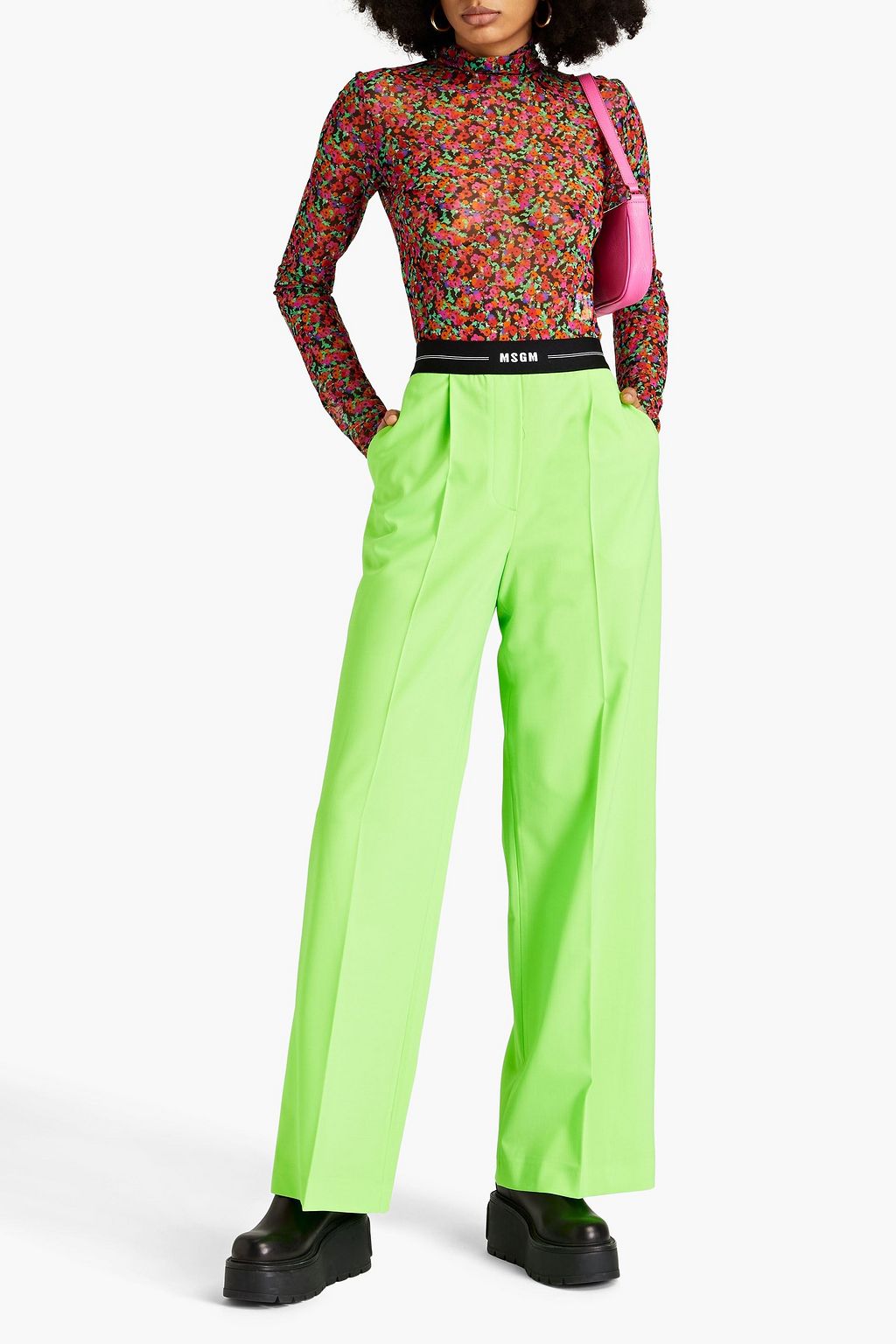 MSGM Pleated wool-blend wide-leg pants | THE OUTNET