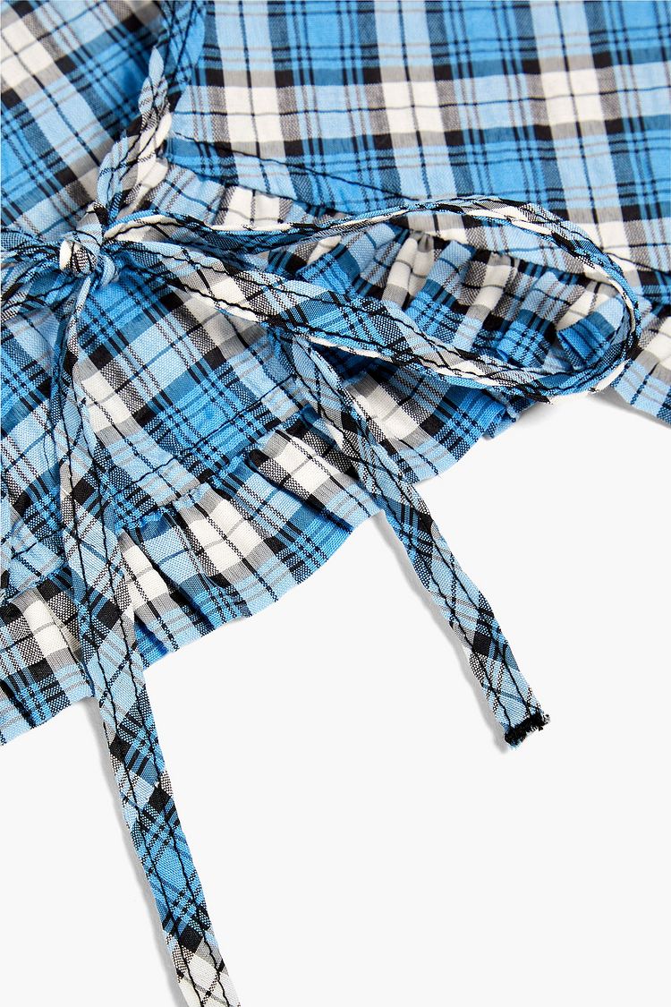 GANNI Checked cotton-blend seersucker collar | THE OUTNET