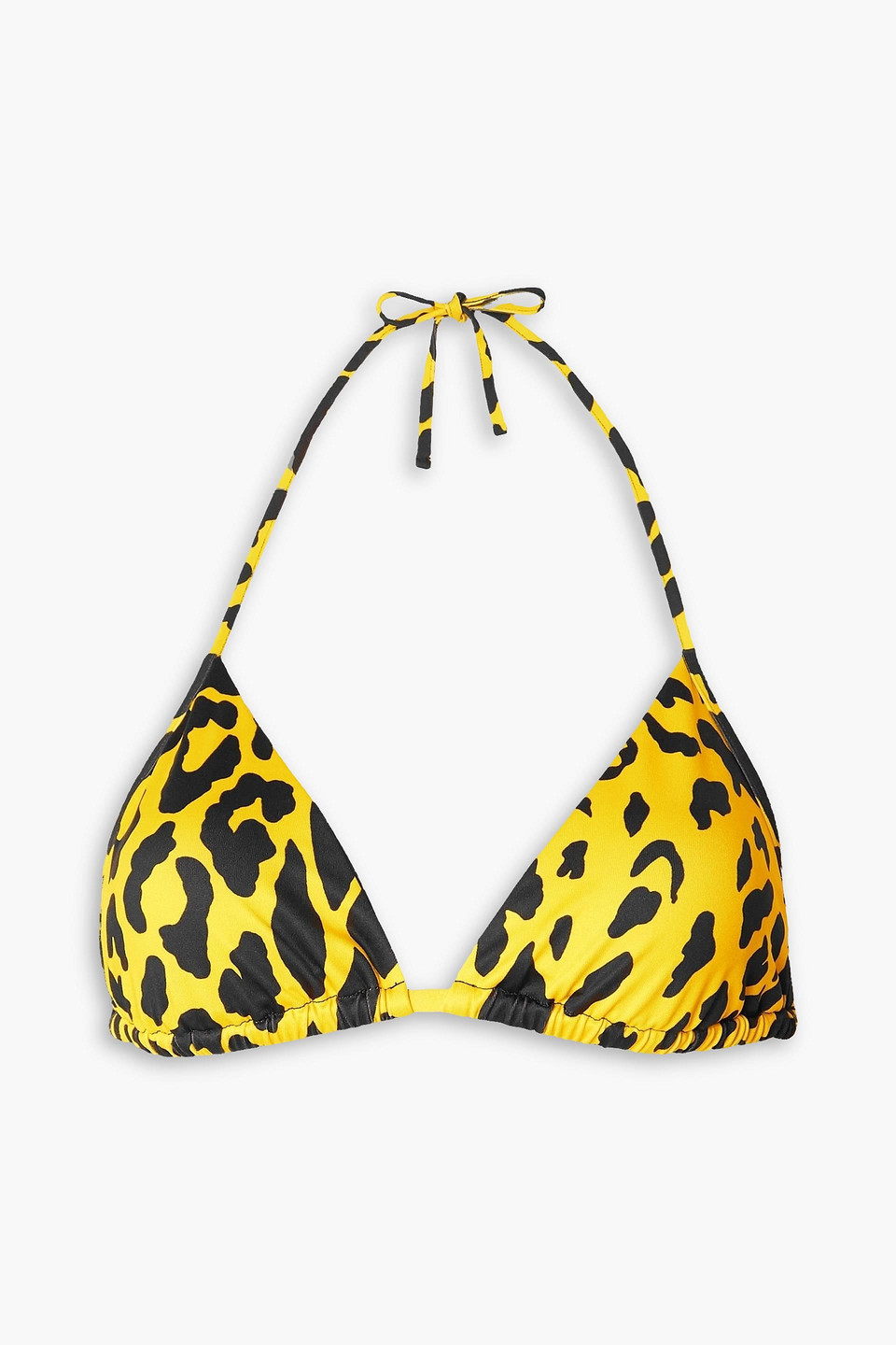 Versace Neon Leopard-print Triangle Bikini Top In Yellow | ModeSens
