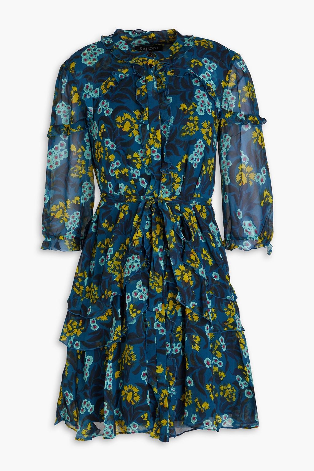 Saloni Tilly Ruffled Floral Print Silk Chiffon Mini Dress The Outnet