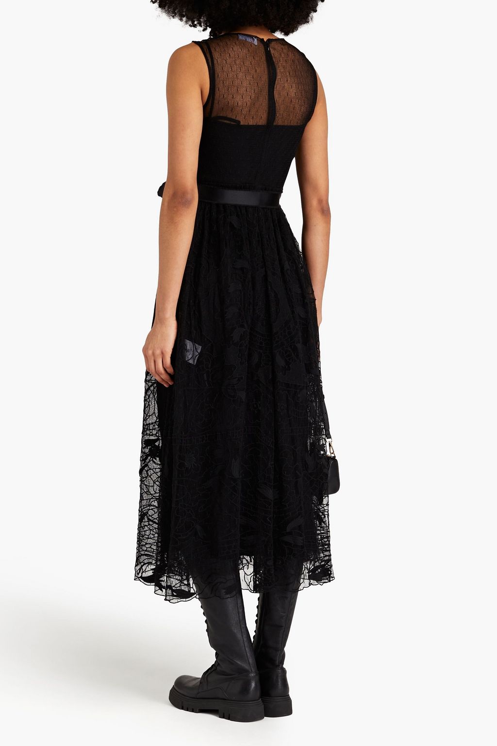 Redvalentino Gathered Embroidered Point Desprit Midi Dress The Outnet