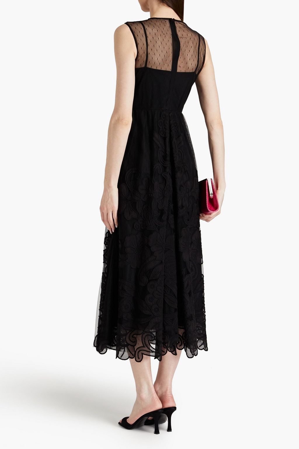 Redvalentino Point Desprit And Guipure Lace Midi Dress The Outnet