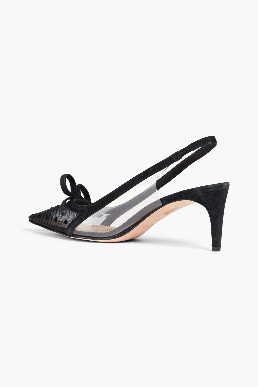 RED(V) Sandie bow-embellished flocked mesh and PVC slingback pumps ...