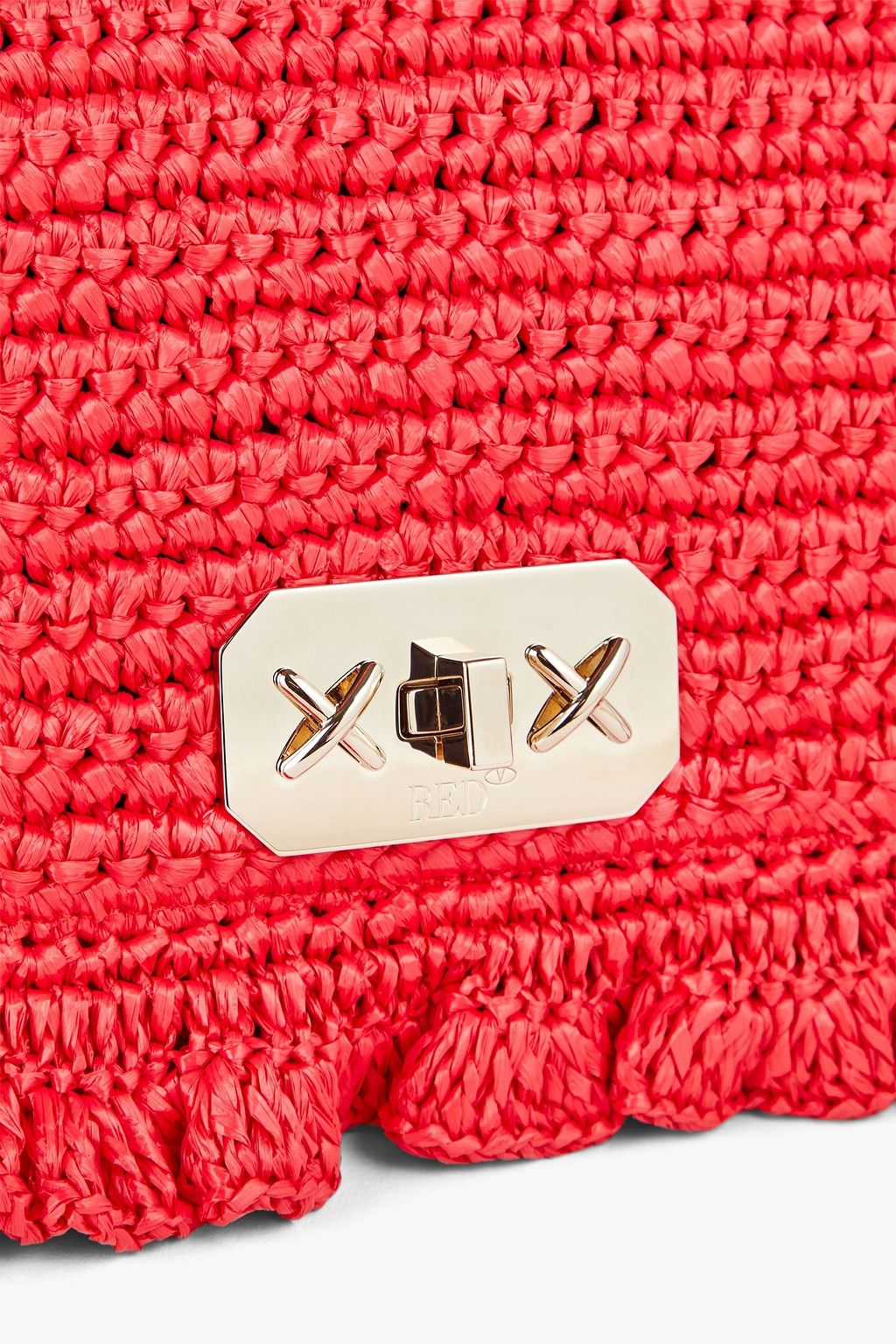 RED(V) Rock Ruffles leather-trimmed faux raffia shoulder bag | THE OUTNET