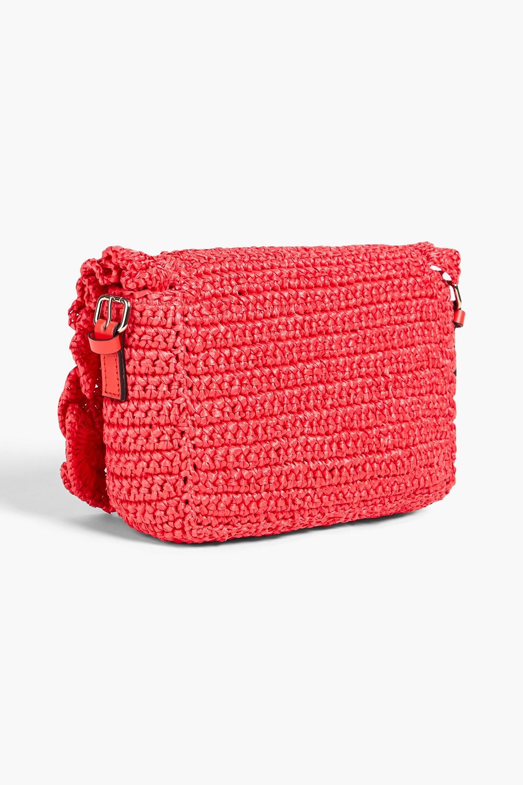 RED(V) Rock Ruffles leather-trimmed faux raffia shoulder bag | THE OUTNET