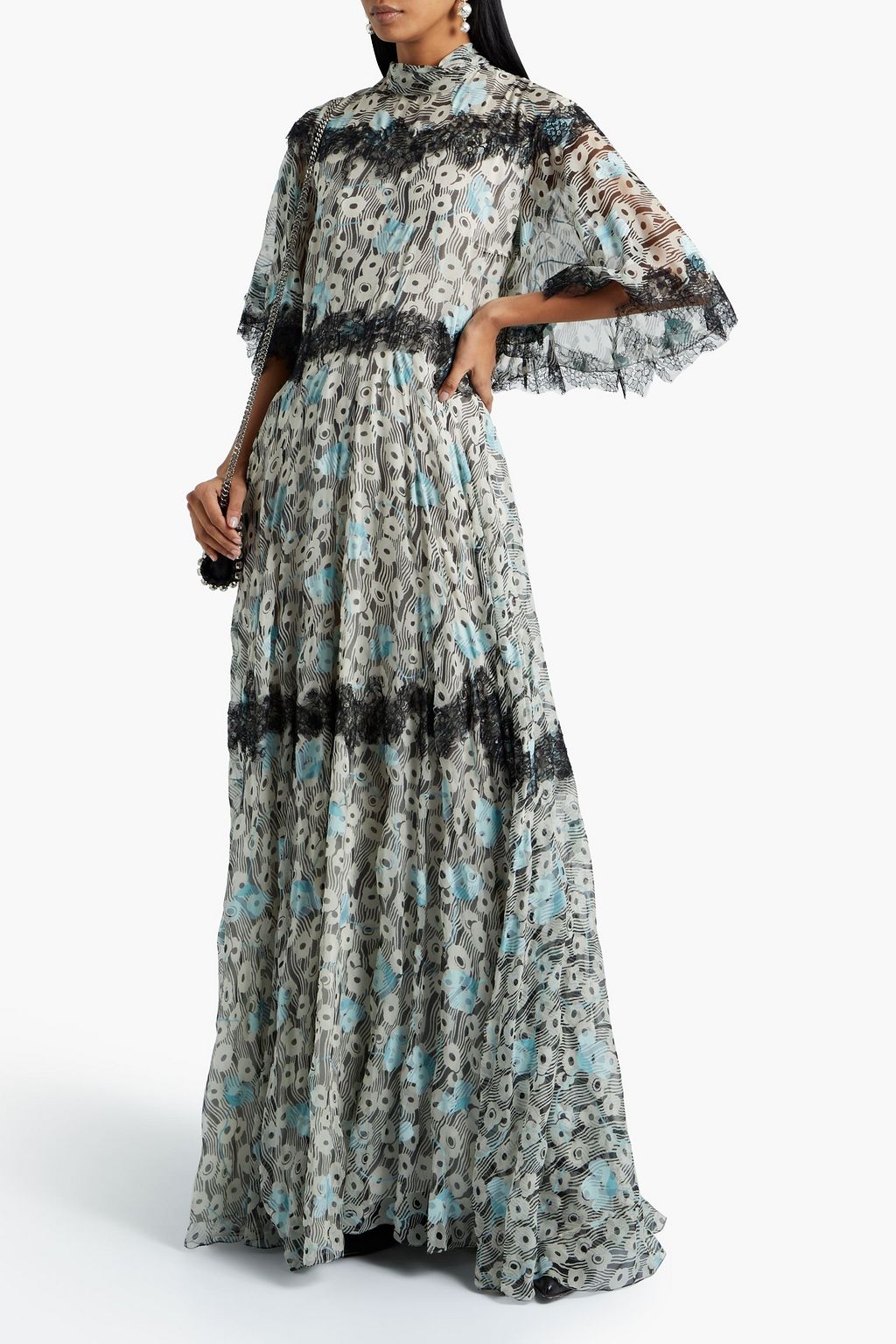 Valentino Garavani Lace Trimmed Floral Print Silk Chiffon Gown The Outnet