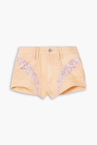 ISABEL MARANT Neida patchwork embroidered denim shorts | THE OUTNET