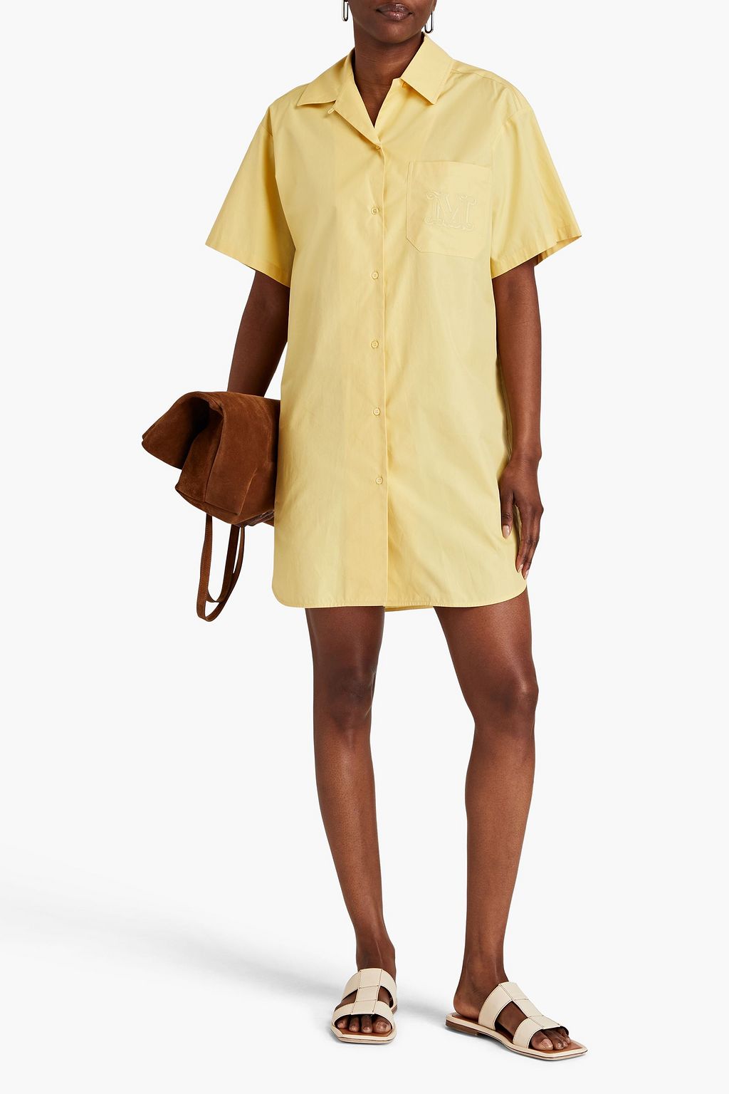 MAX MARA Palau embroidered cotton-poplin mini shirt dress | THE OUTNET