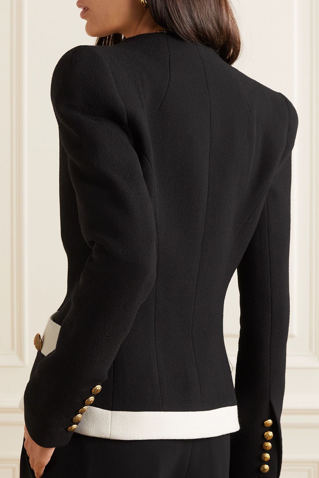 BALMAIN Two-tone wool-crepe blazer | THE OUTNET