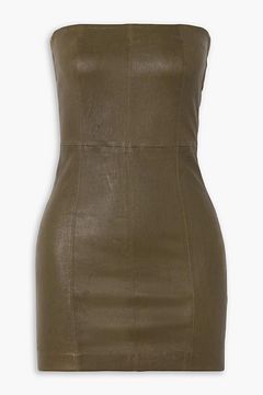 SPRWMN Strapless leather mini dress | THE OUTNET