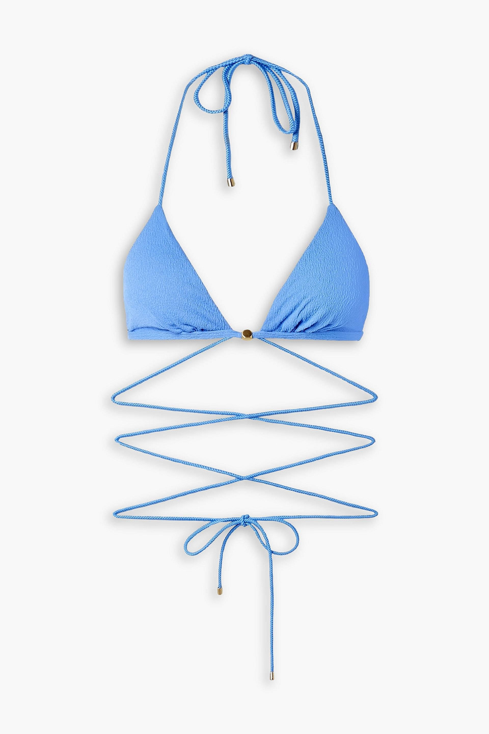 Vix Paula Hermanny Eva Seersucker Triangle Bikini Top In Light Blue | ModeSens