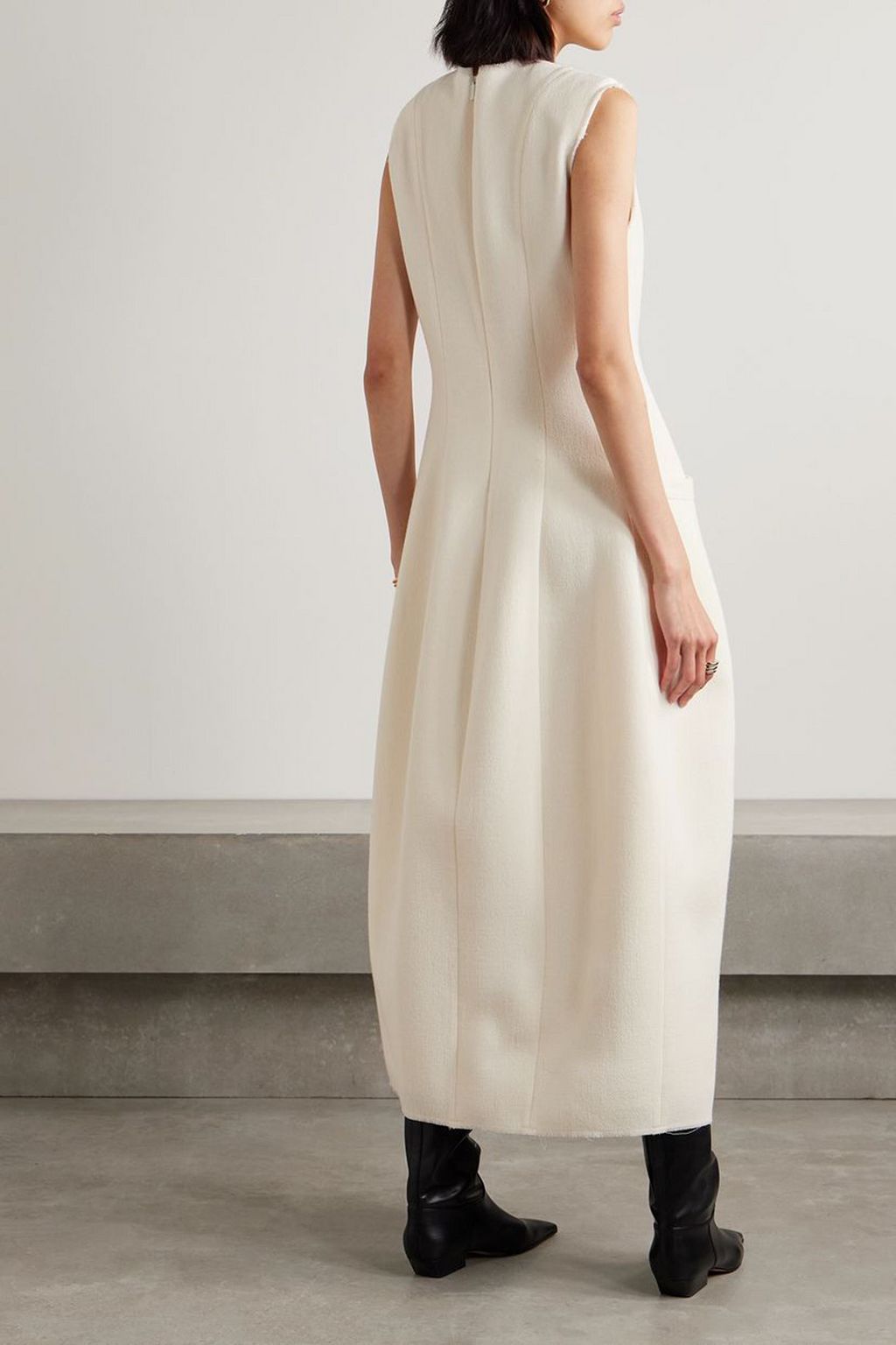 TIBI Melee frayed pleated wool-crepe midi dress | THE OUTNET